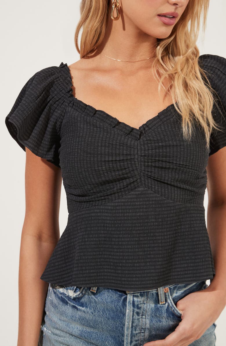 ASTR the Label Cinched Bust Flutter Sleeve Crop Top | Nordstromrack