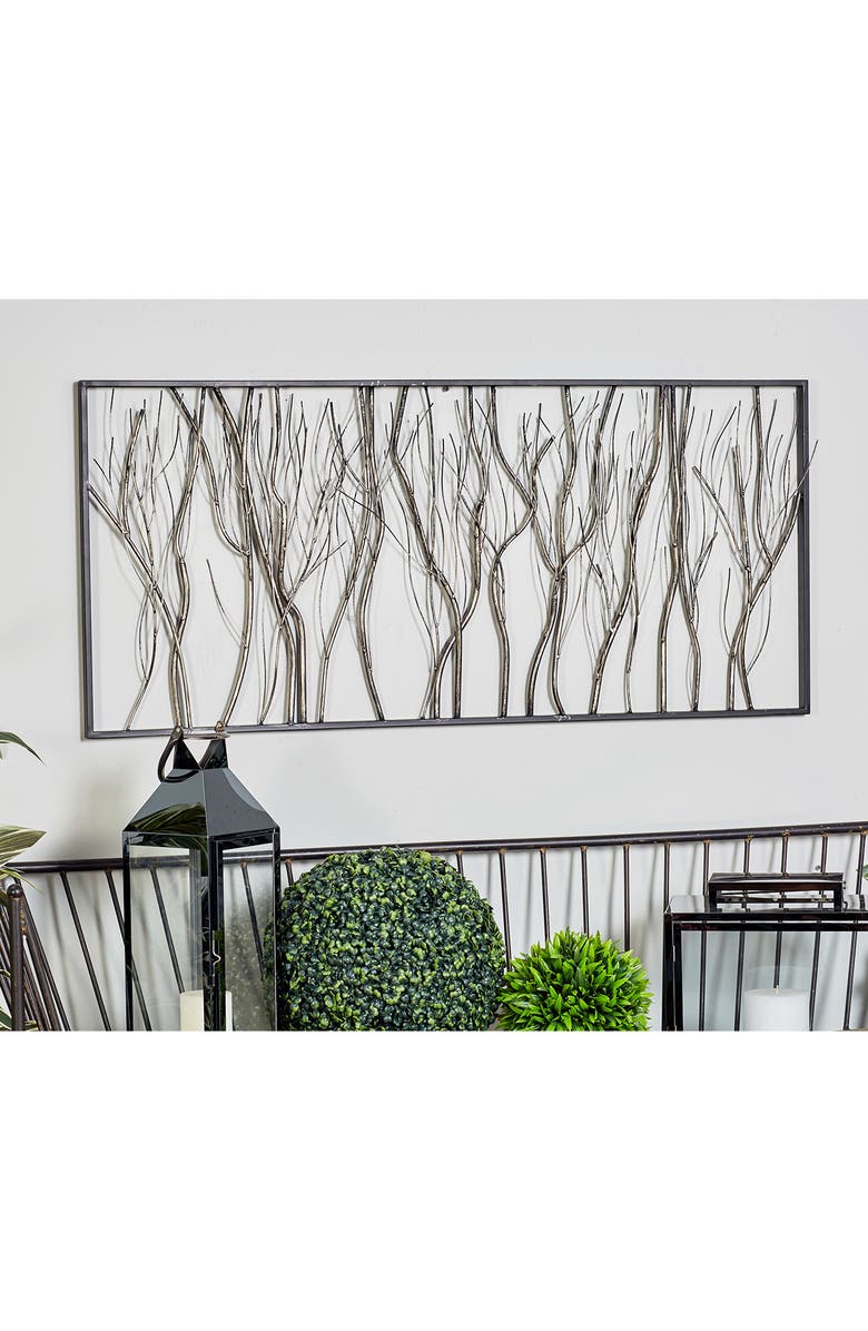 WILLOW ROW Silvertone Metal Distressed Dimensional Branch Tree Wall ...