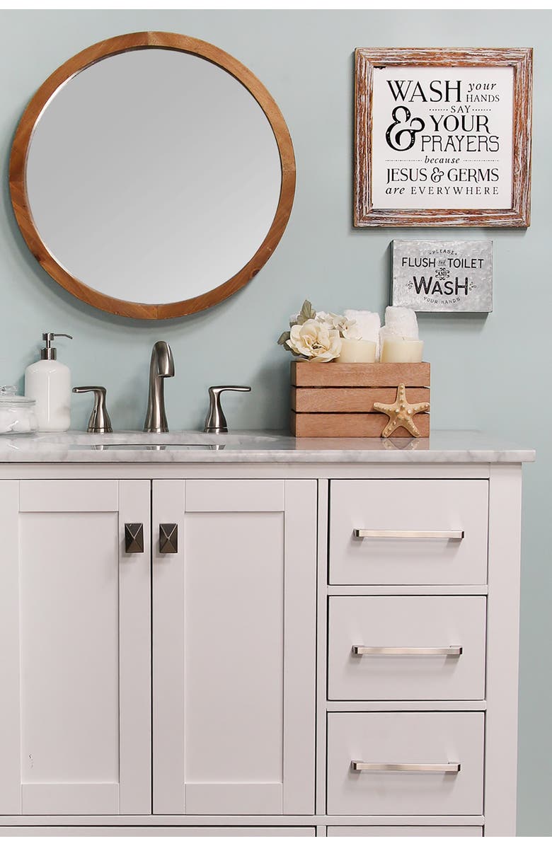 STRATTON HOME DECOR Natural Wood/Black Wash Your Hands Say Your Prayers ...