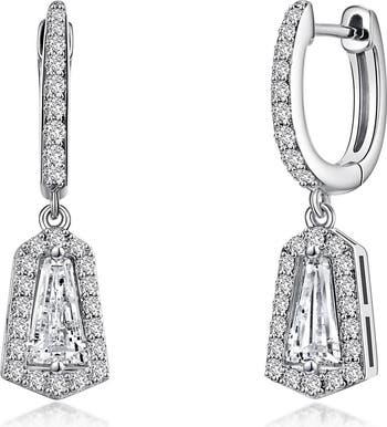 Lafonn Simulated Diamond Halo Drop Huggie Hoop Earrings | Nordstromrack