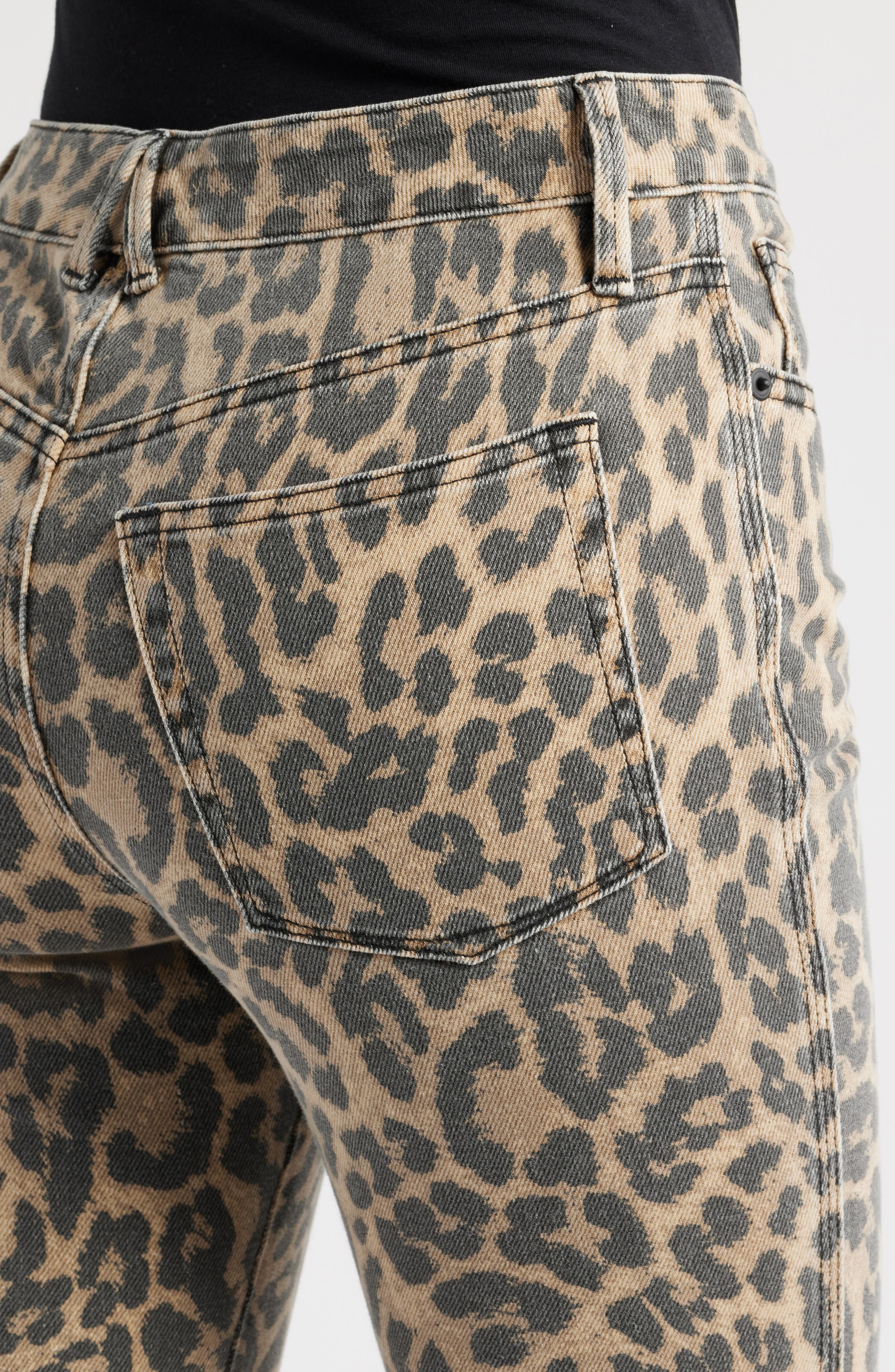 Good American Good Standard Leopard Print Kick Flare Jeans | Nordstrom