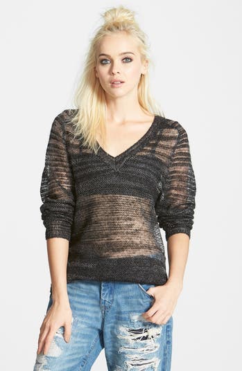 Leith Sheer V-Neck Sweater | Nordstrom