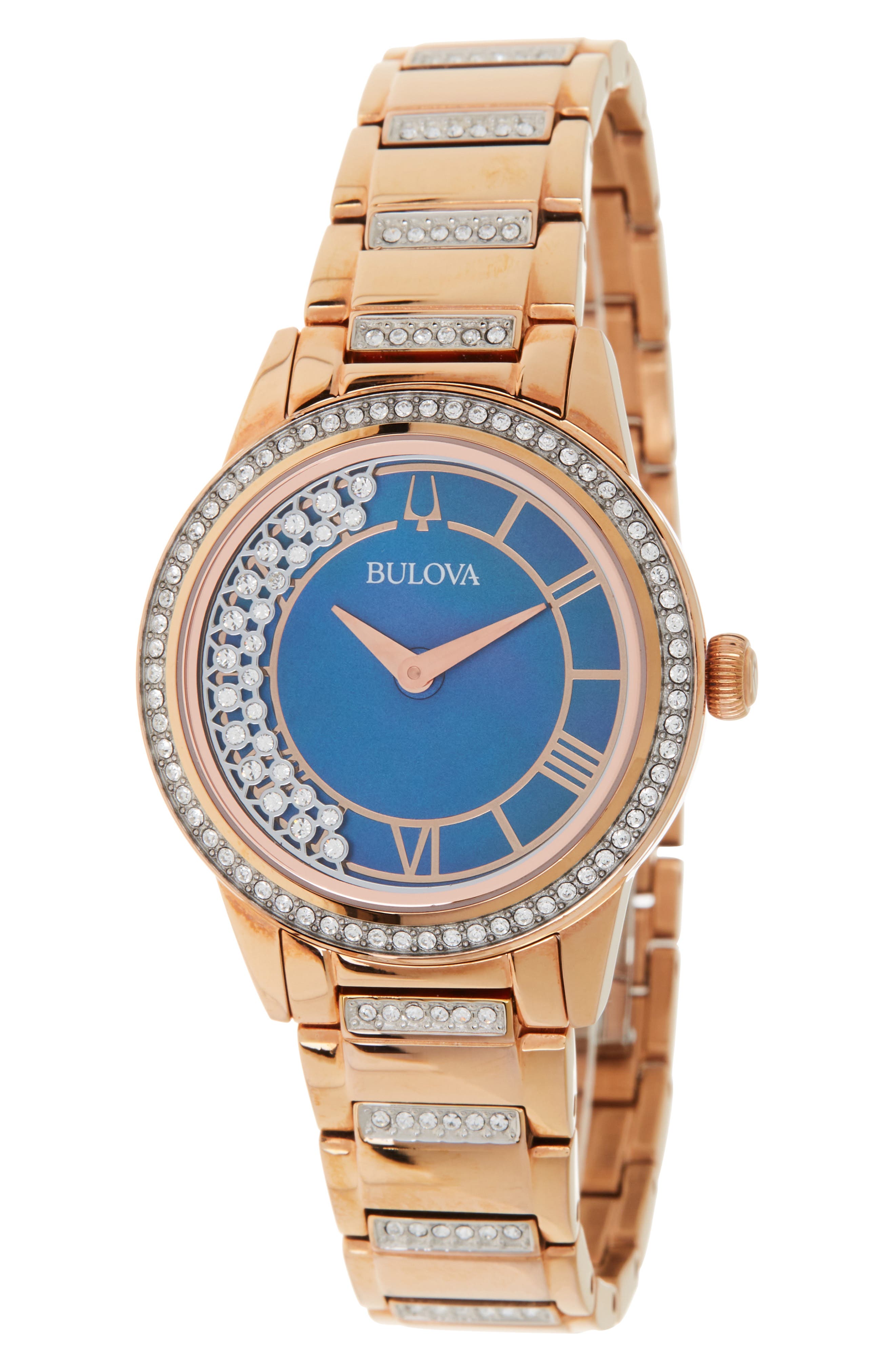 BULOVA Women's Turnstyle Crystal Accent Watch, 32.5mm | Nordstromrack
