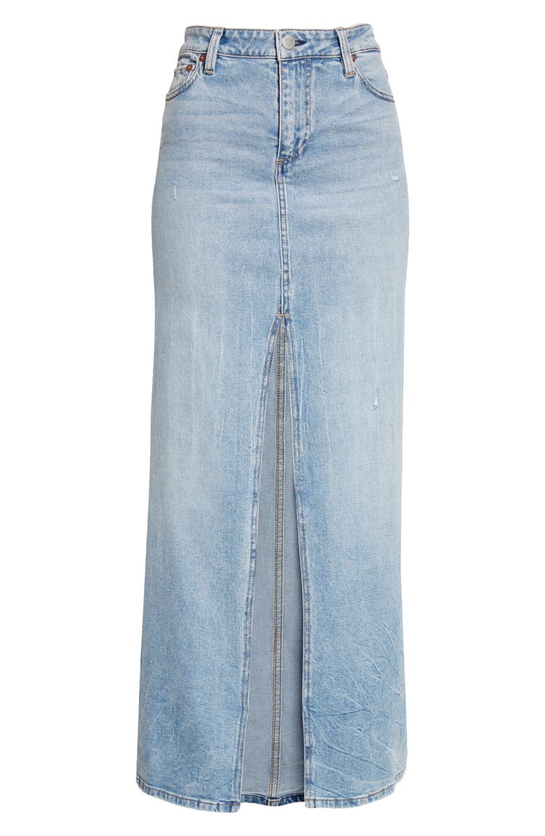 Alice + Olivia Rye Slit Cotton Denim Skirt | Nordstrom