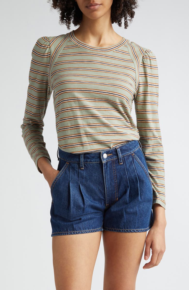 Veronica Beard Mason Stripe Long Sleeve Cotton T-Shirt | Nordstromrack