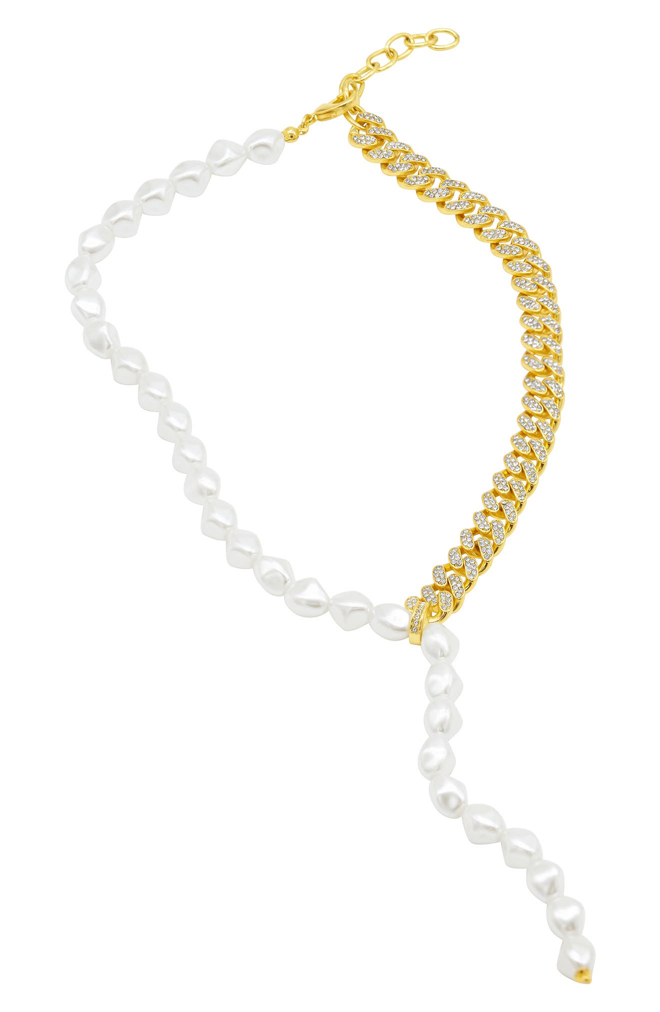 Adornia Imitation Pearl & Pavé CZ Curb Chain Y-Necklace | Nordstromrack