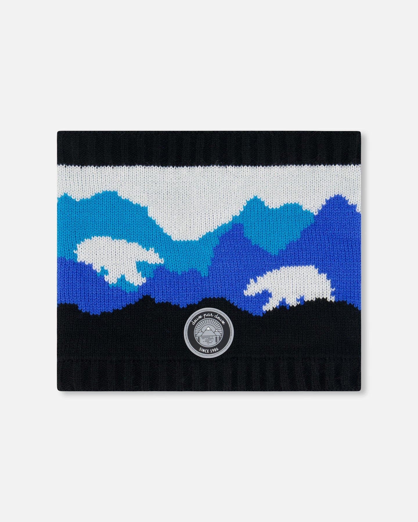 Deux par Deux Boy's Knit Neckwarmer Royal Blue Bears And Black | Nordstrom