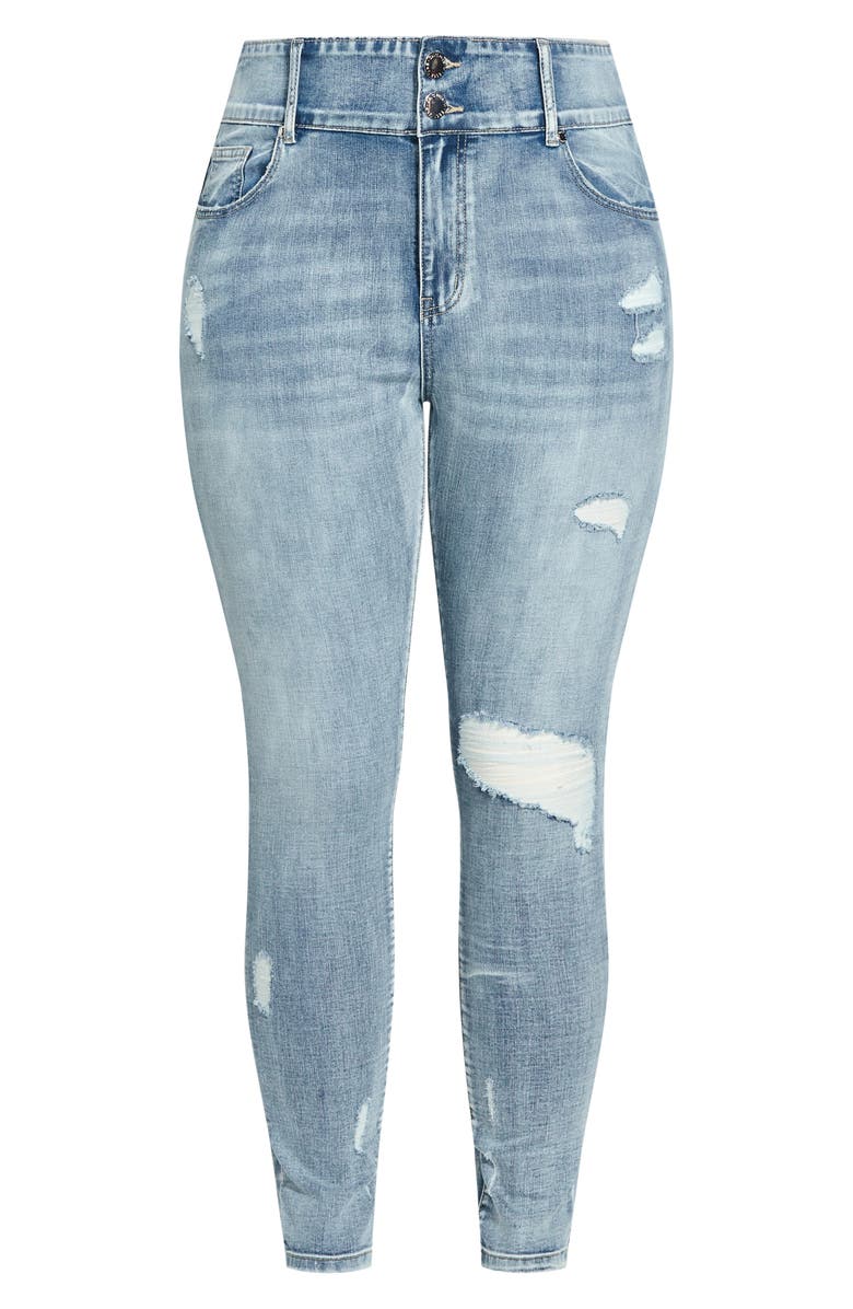 City Chic Asha Elena Distressed Cotton Blend Jeans | Nordstrom
