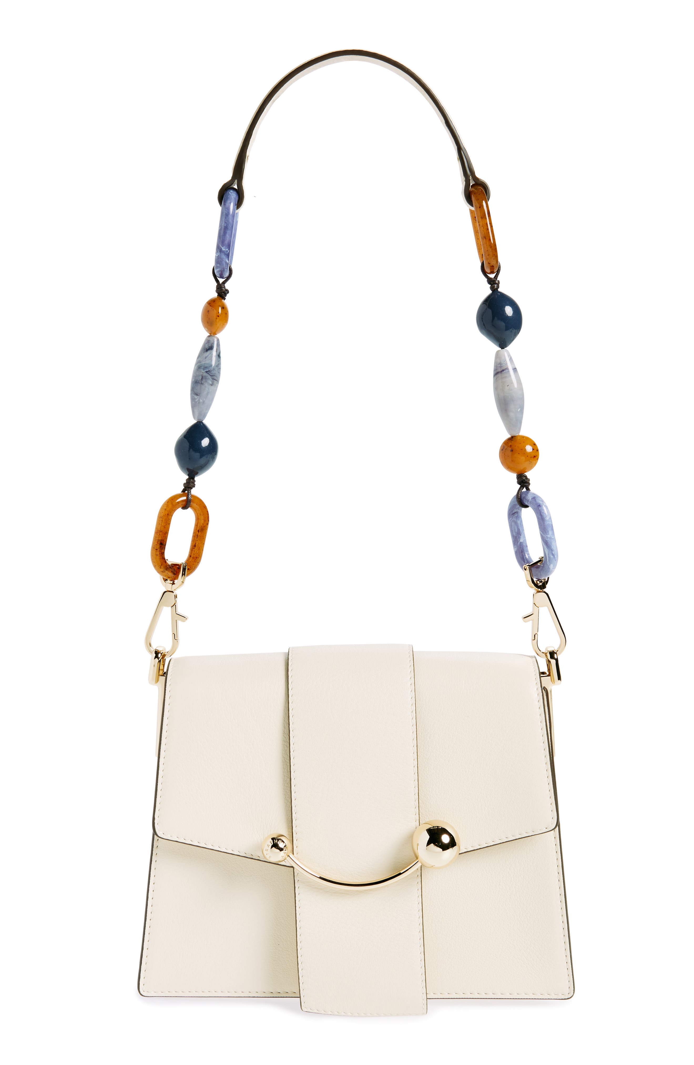 Strathberry Box Crescent Beaded Strap Leather Shoulder Bag | Nordstrom