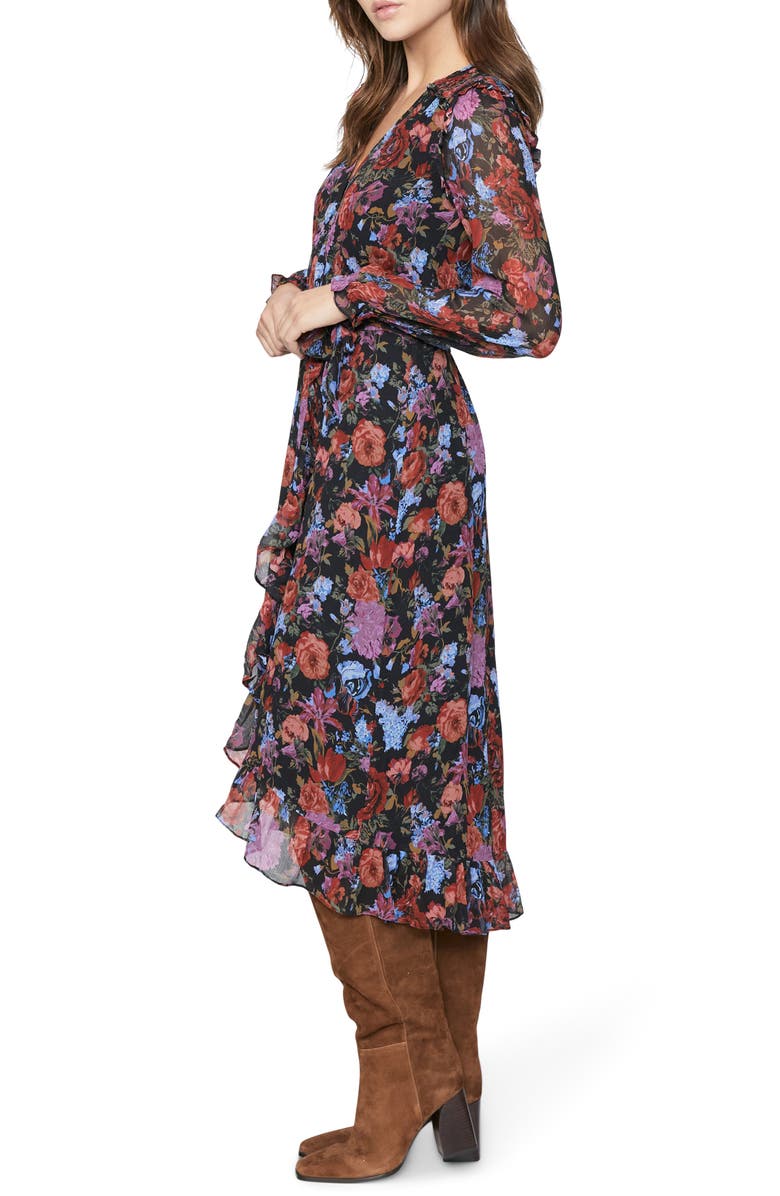 PAIGE Paulette Floral Long Sleeve Silk Midi Dress | Nordstrom