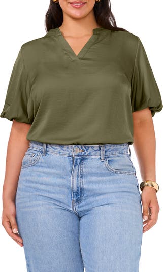 Vince Camuto Puff Sleeve Split Neck Top | Nordstromrack