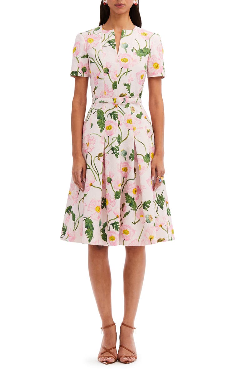 Oscar de la Renta Poppy Print Belted Fit & Flare Dress | Nordstromrack