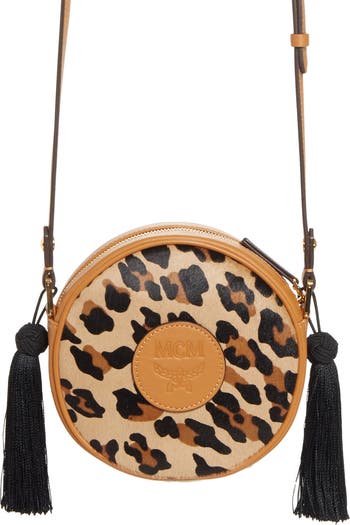 MCM Small Leopard Tambourine Calf Hair Crossbody Bag | Nordstrom