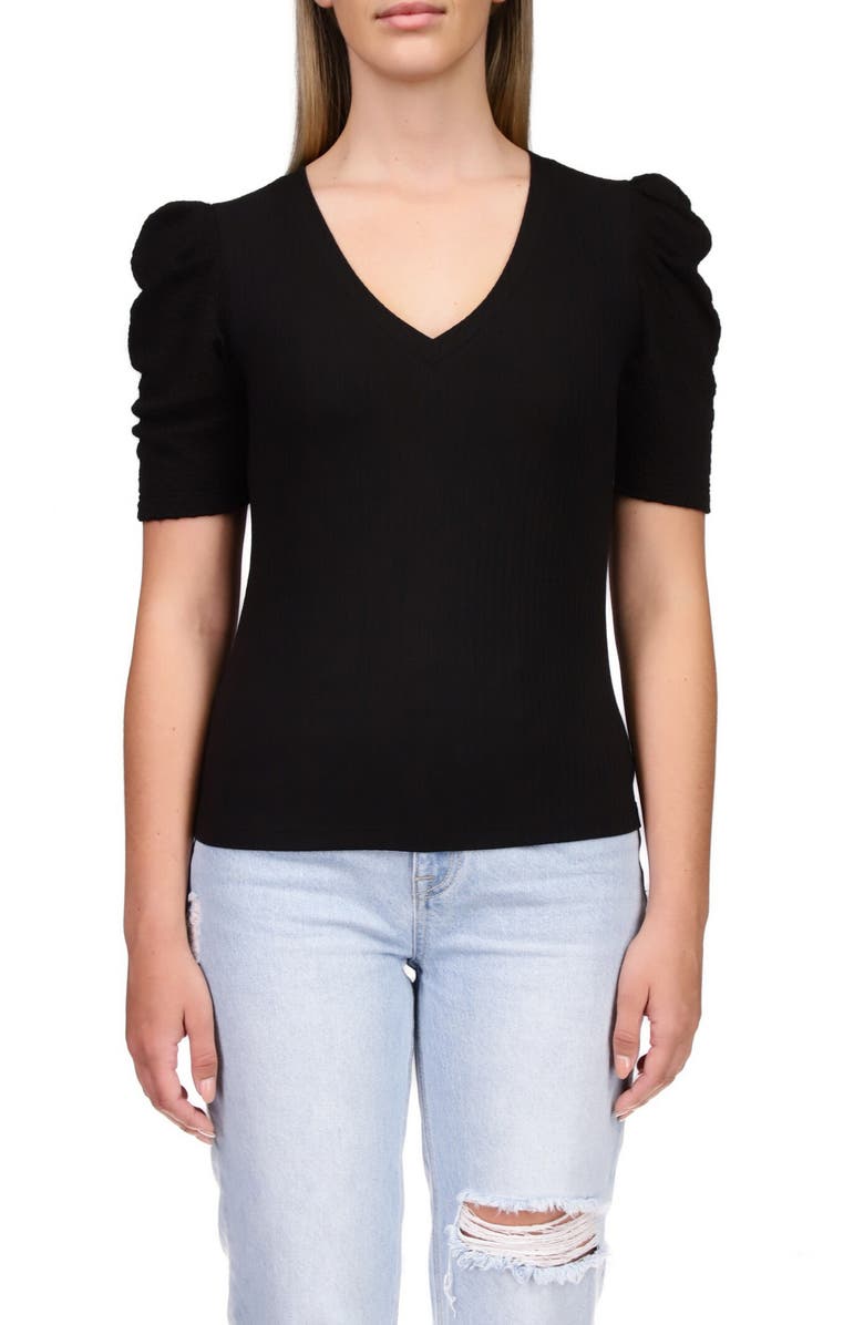 Sanctuary Mixed Media Rib V-Neck Top | Nordstromrack