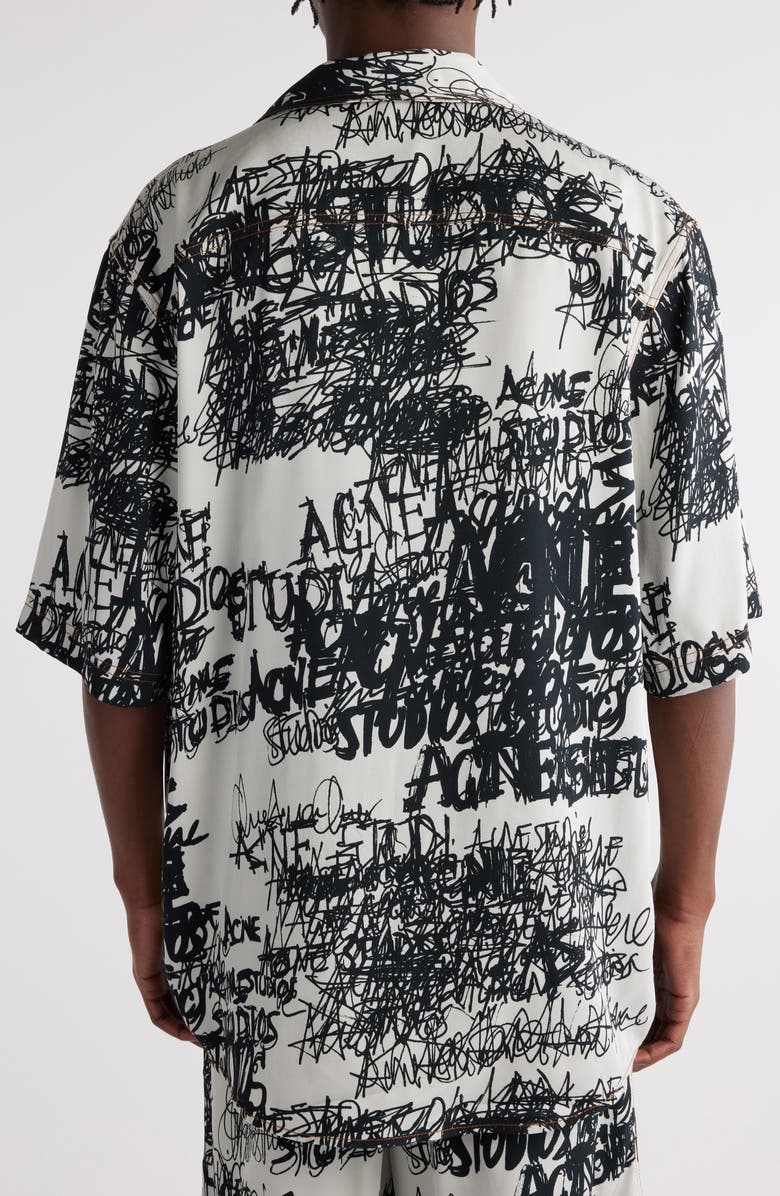Acne Studios Doodle Logo Print Camp Shirt | Nordstromrack