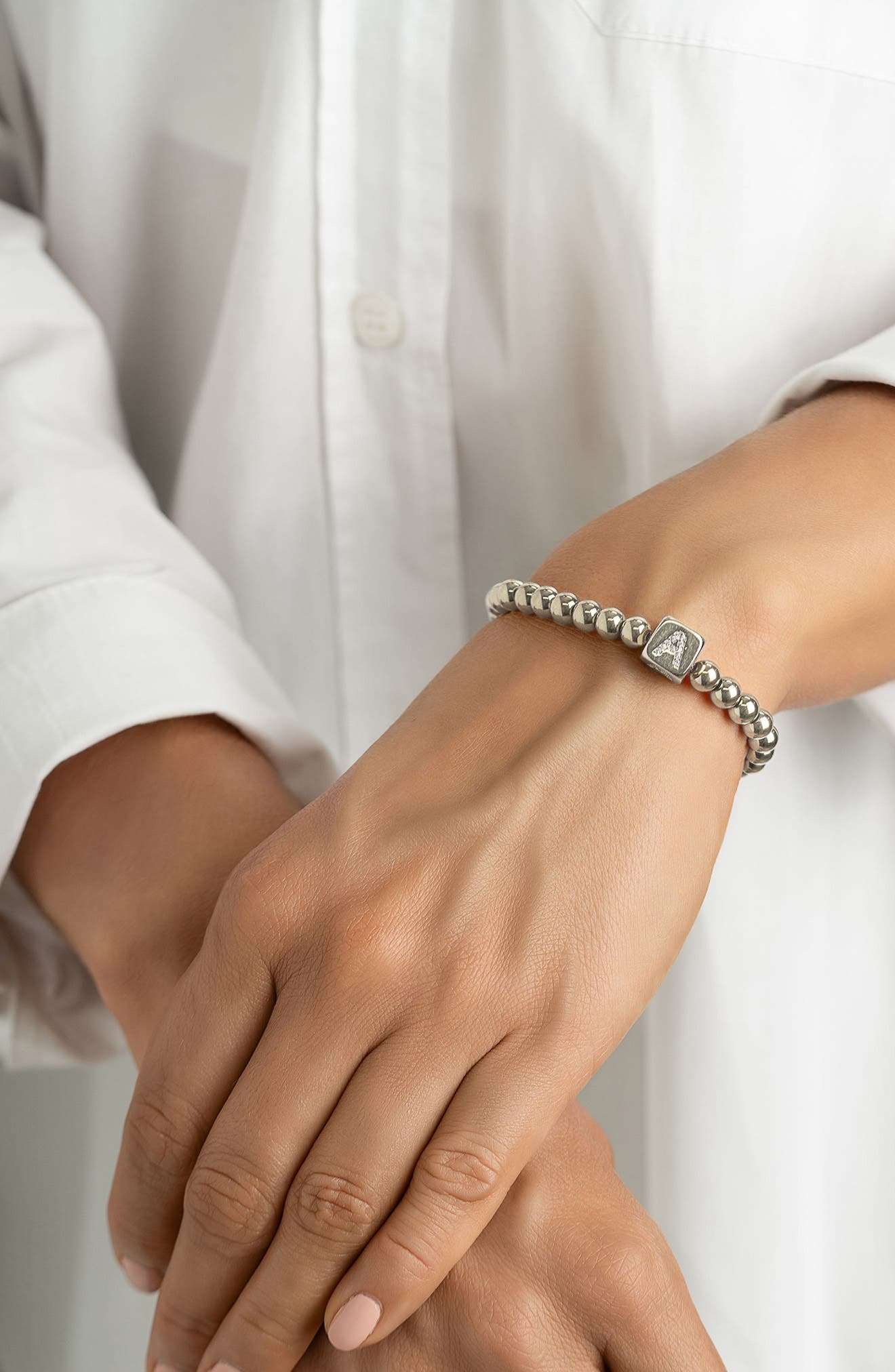 Adornia Initial Cube Charm Stretch Bracelet | Nordstromrack