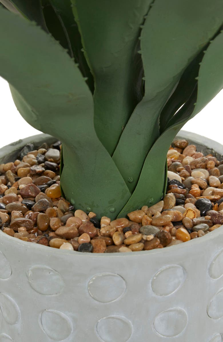 WILLOW ROW Green Faux Foliage Agave Artificial Plant with Gray Ceramic ...