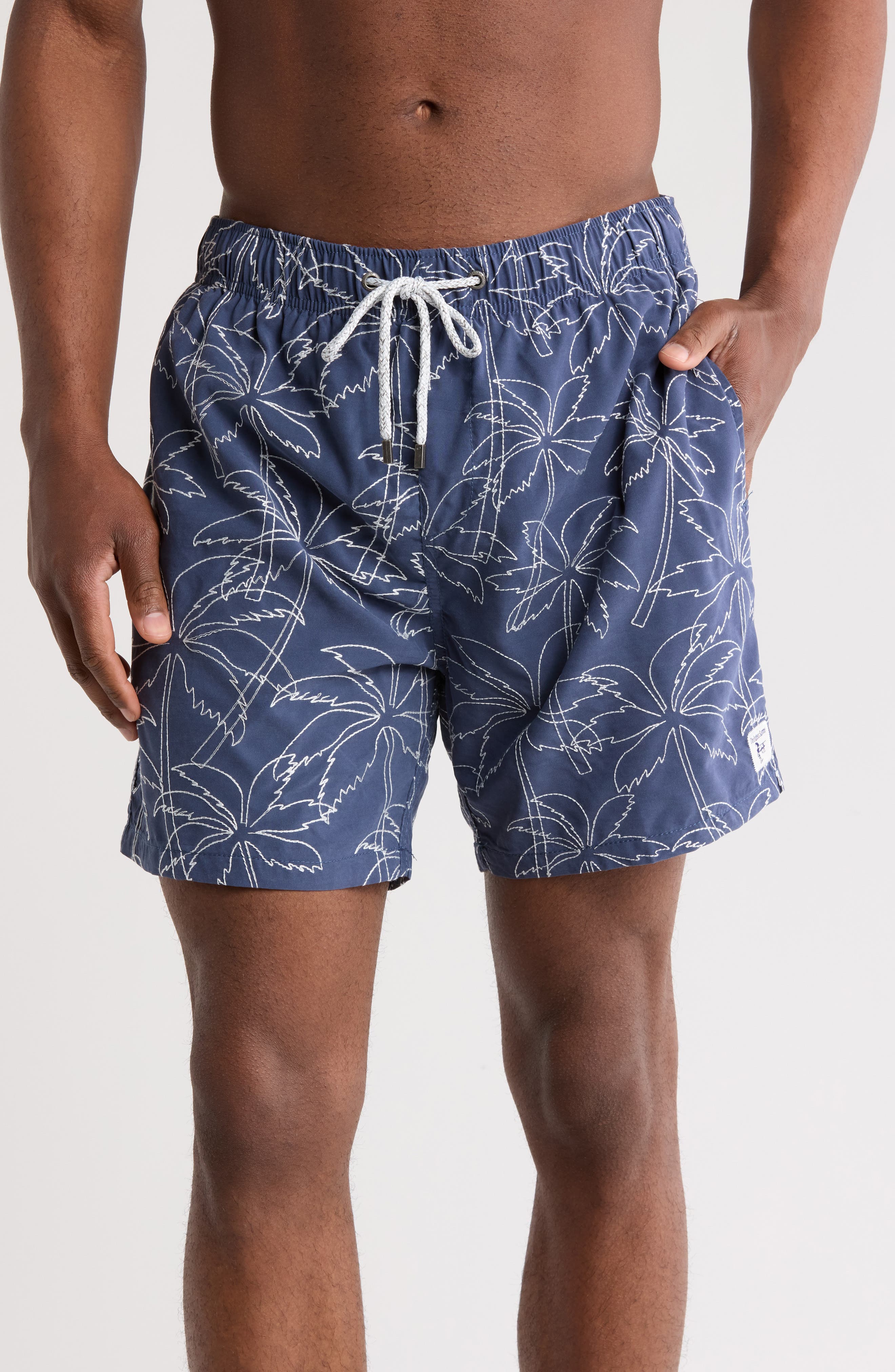 Vintage Summer Embroidered Palm Tree Swim Trunks | Nordstromrack