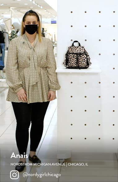 Ganni Small Leopard Print Recycled Tech Fabric Backpack | Nordstromrack