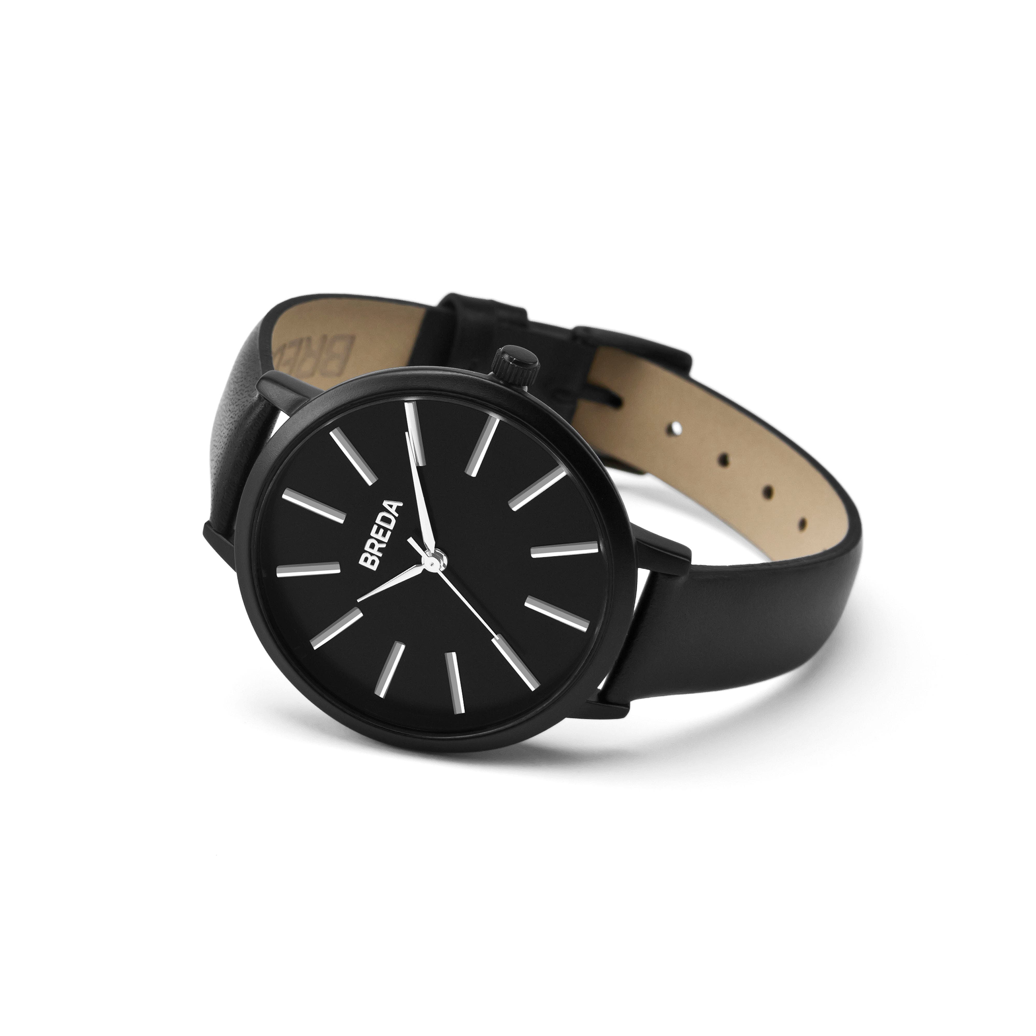 BREDA Joule Round Leather Strap Watch, 37mm | Nordstrom