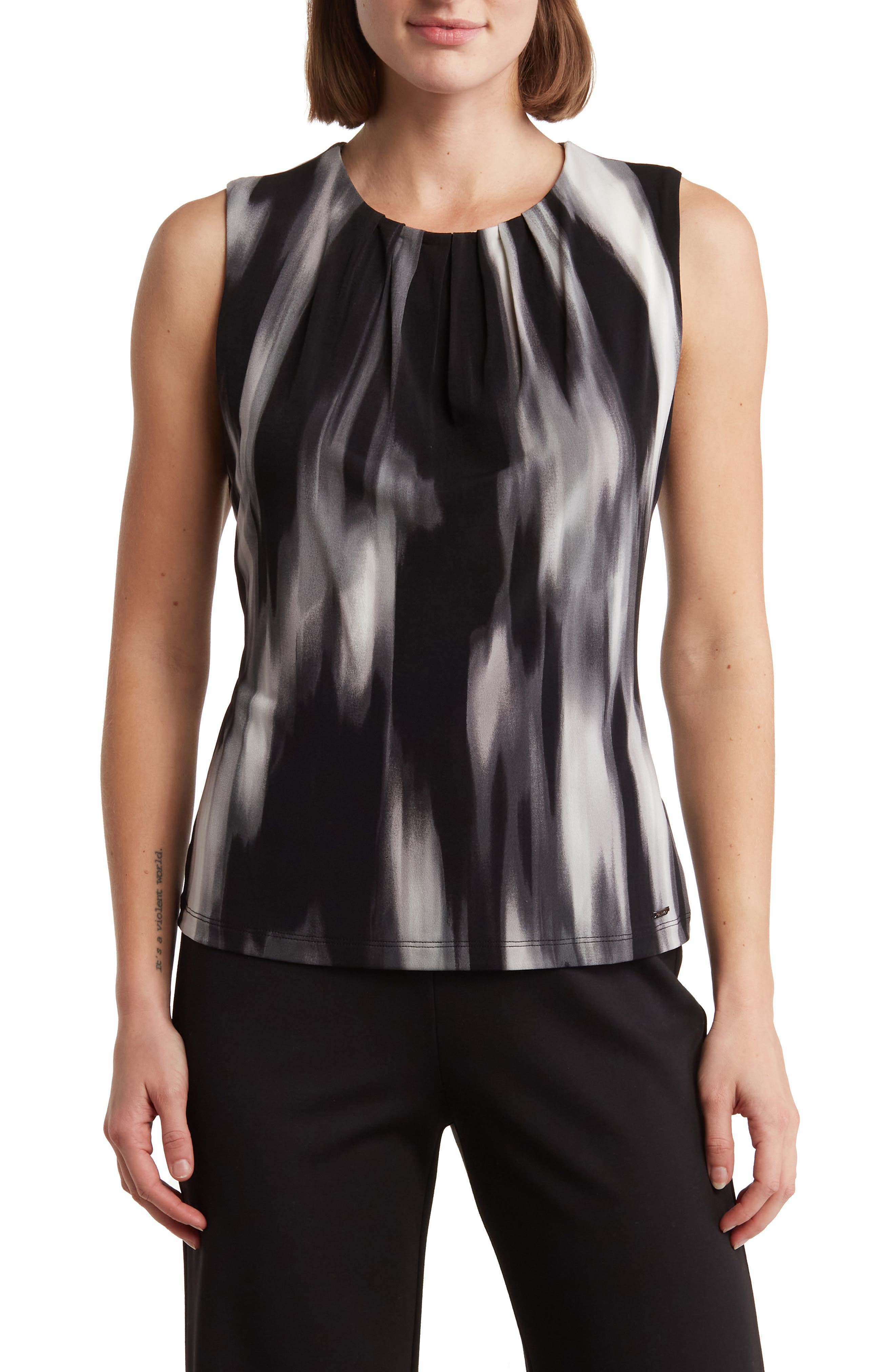 Calvin Klein Pleated Neck Sleeveless Top | Nordstromrack