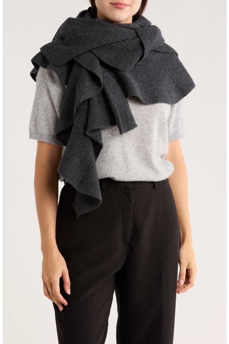 Ribbed Ruffle-Trim Cashmere Scarf (Women) | Nordstromrack