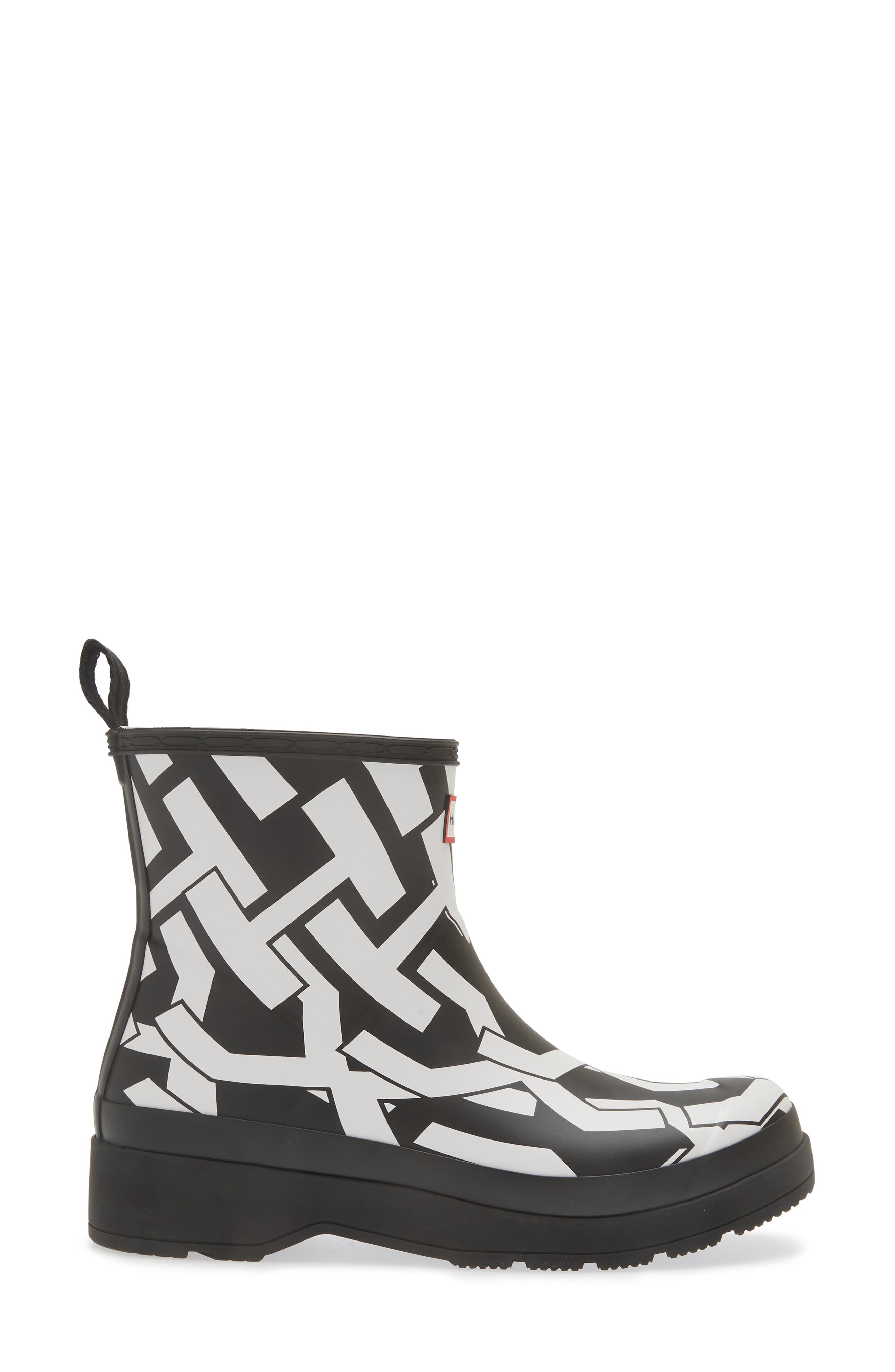 Hunter Play Logo Monogram Waterproof Short Rain Boot (Women ...