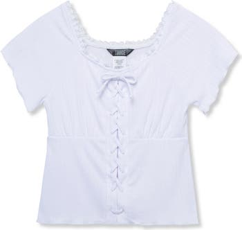 Truce Kids' Lace-Up Detail Rib Top | Nordstromrack