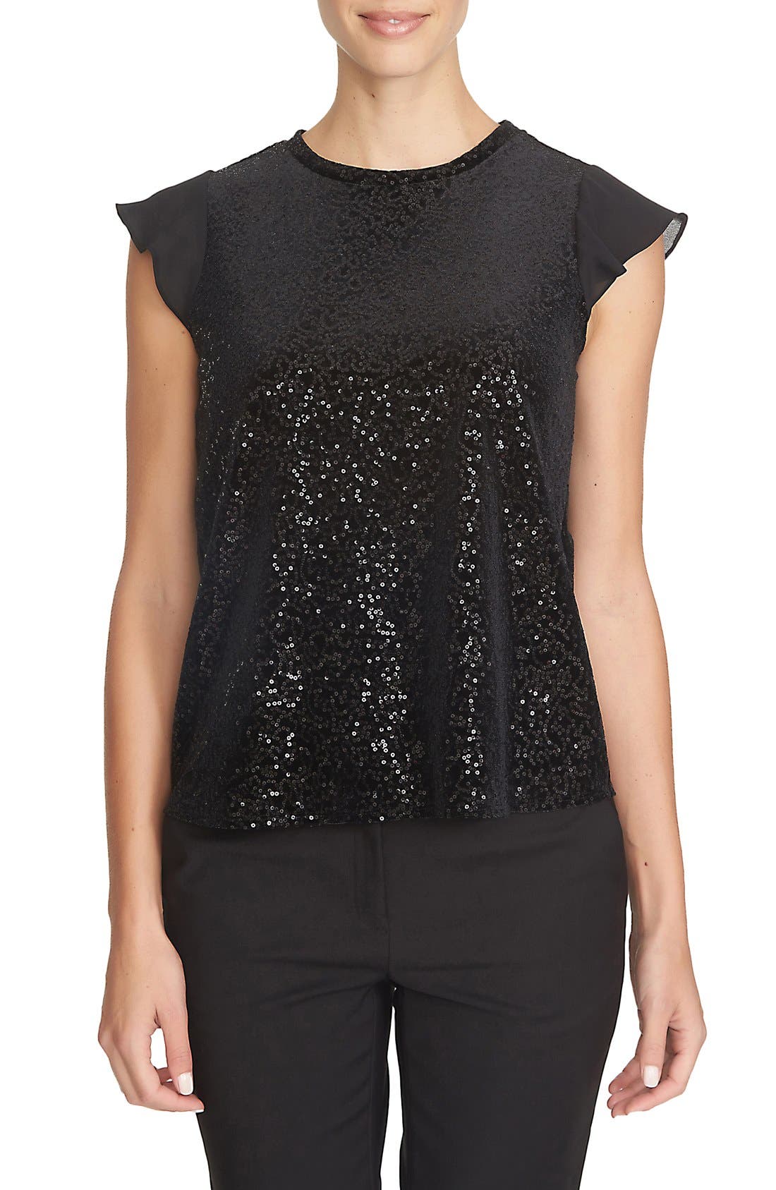 CeCe by Cynthia Steffe Sequin Velvet Top | Nordstrom
