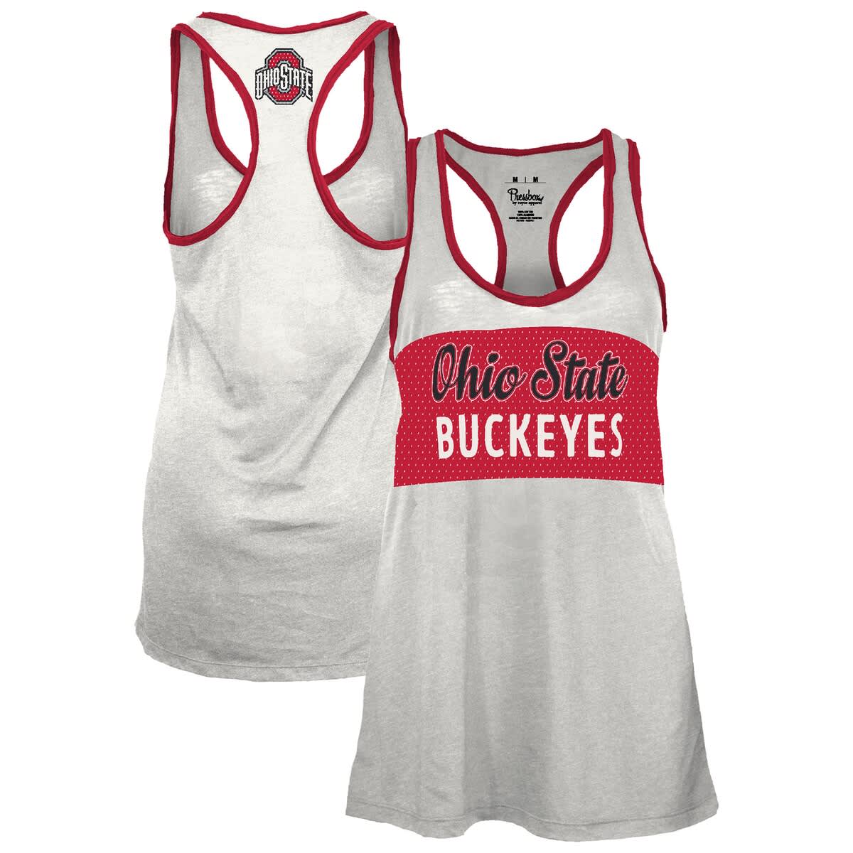 PRESSBOX Women's Pressbox White/Scarlet Ohio State Buckeyes Tracy ...