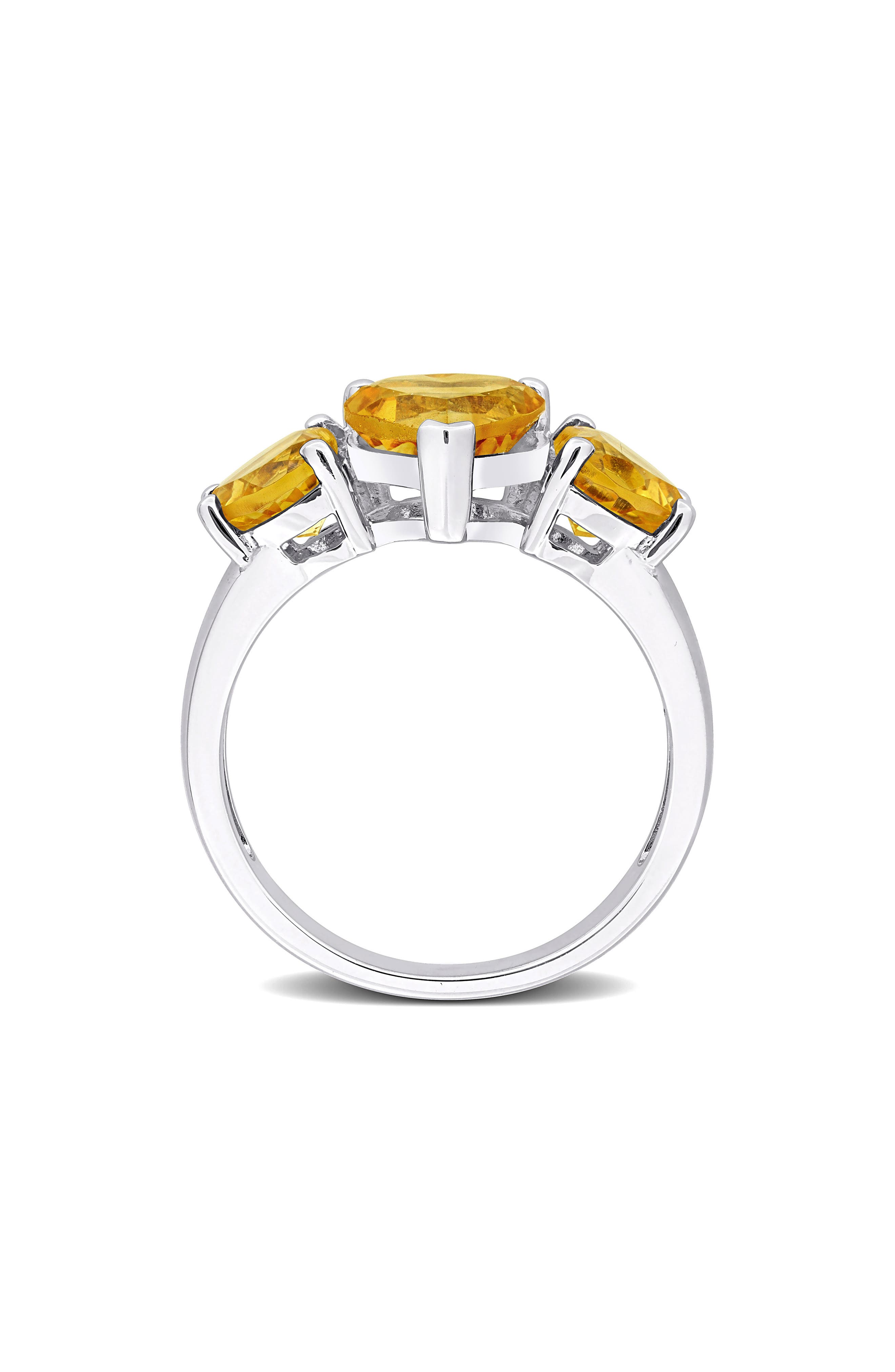 DELMAR Sterling Silver Heart-Shape Citrine 3-Stone Ring | Nordstromrack