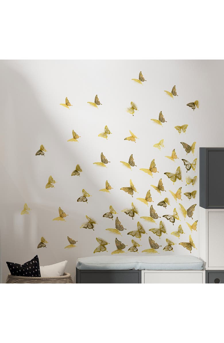 WALPLUS Gold Floral 3D Butterflies Mix | Nordstromrack