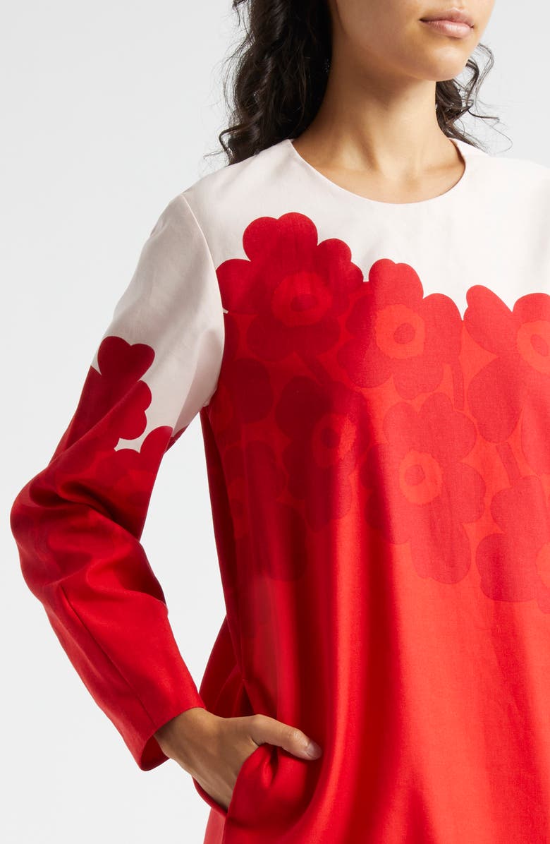 Marimekko Sievä Unikko Long Sleeve Cotton & Linen Dress | Nordstromrack