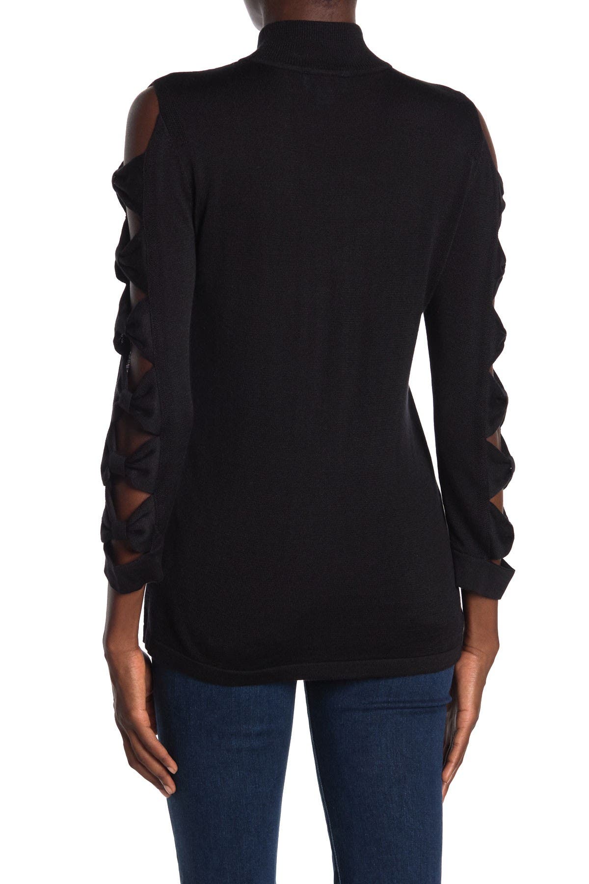 CeCe Cutout Sleeve Cotton Turtleneck Sweater | Nordstromrack