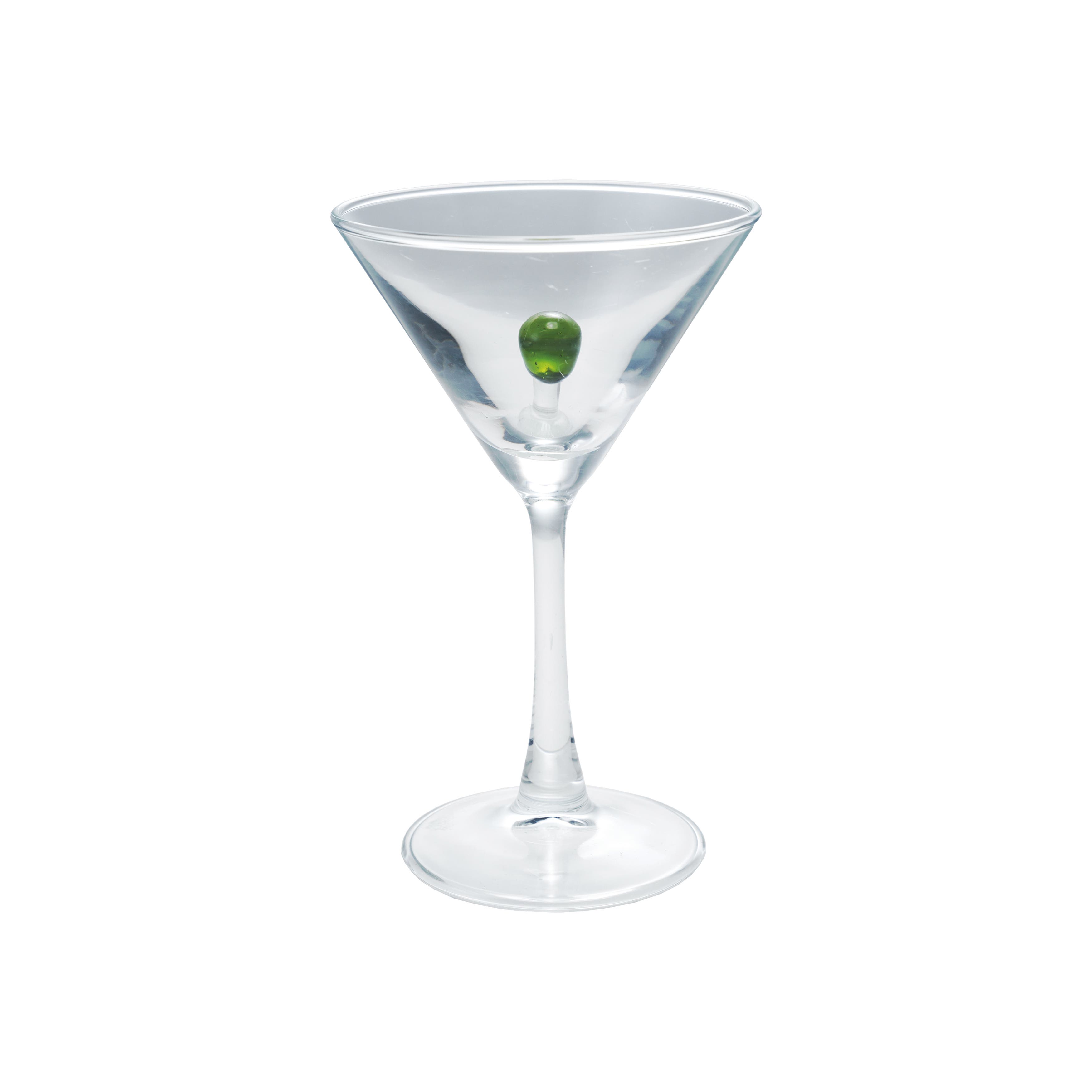 Storied Home 6-Ounce Stemmed Martini Glass with Olive Inside, Green and ...