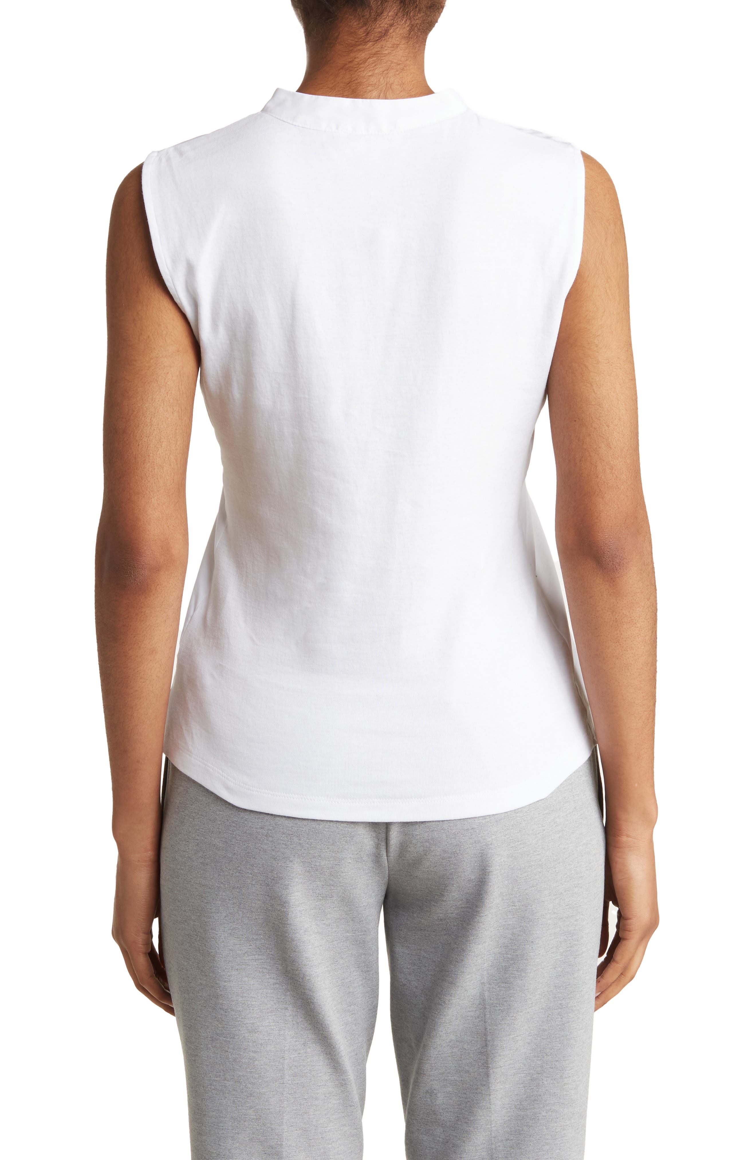 Calvin Klein Mixed Media Sleeveless Button-Up Blouse | Nordstromrack