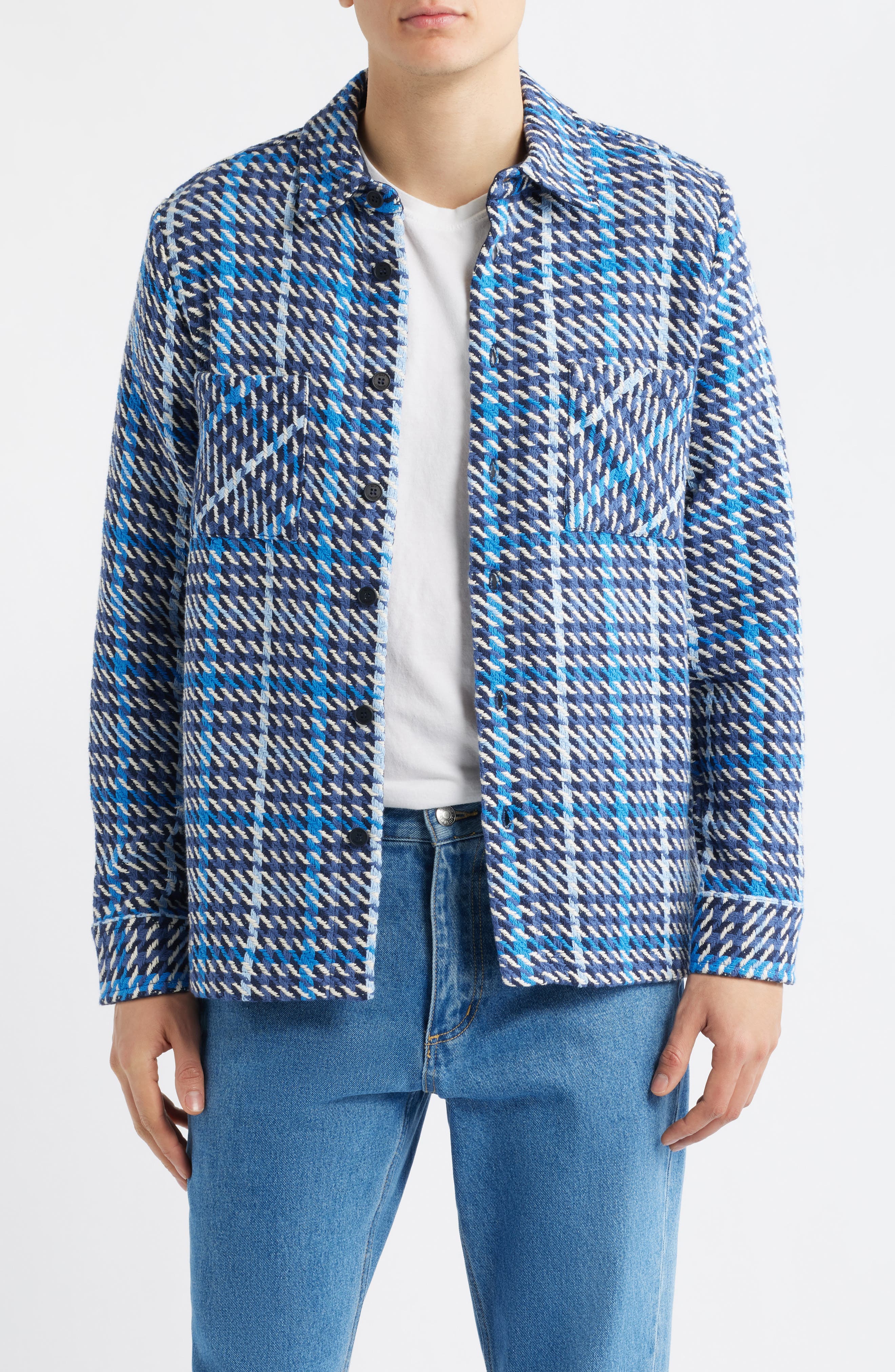 Wax London Whiting Houndstooth Check Overshirt | Nordstrom