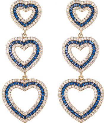 EYE CANDY LOS ANGELES CZ Heart Tiered Drop Earrings | Nordstromrack