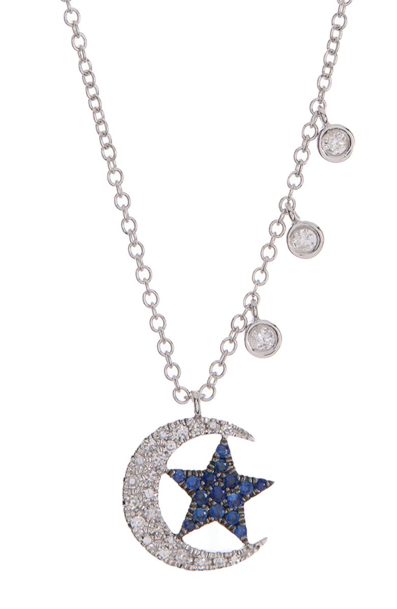 Meira T 14K Yellow Gold Moon & Stars Diamond & Sapphire Pendant ...