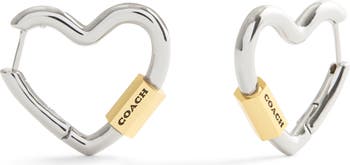 COACH Carabiner Heart Hoop Earrings | Nordstrom