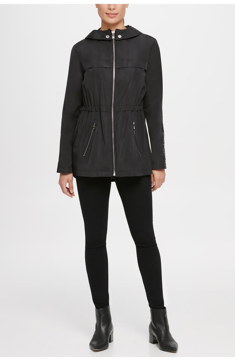 KARL LAGERFELD PARIS Monochromatic Logo Tape Windbreaker Jacket ...