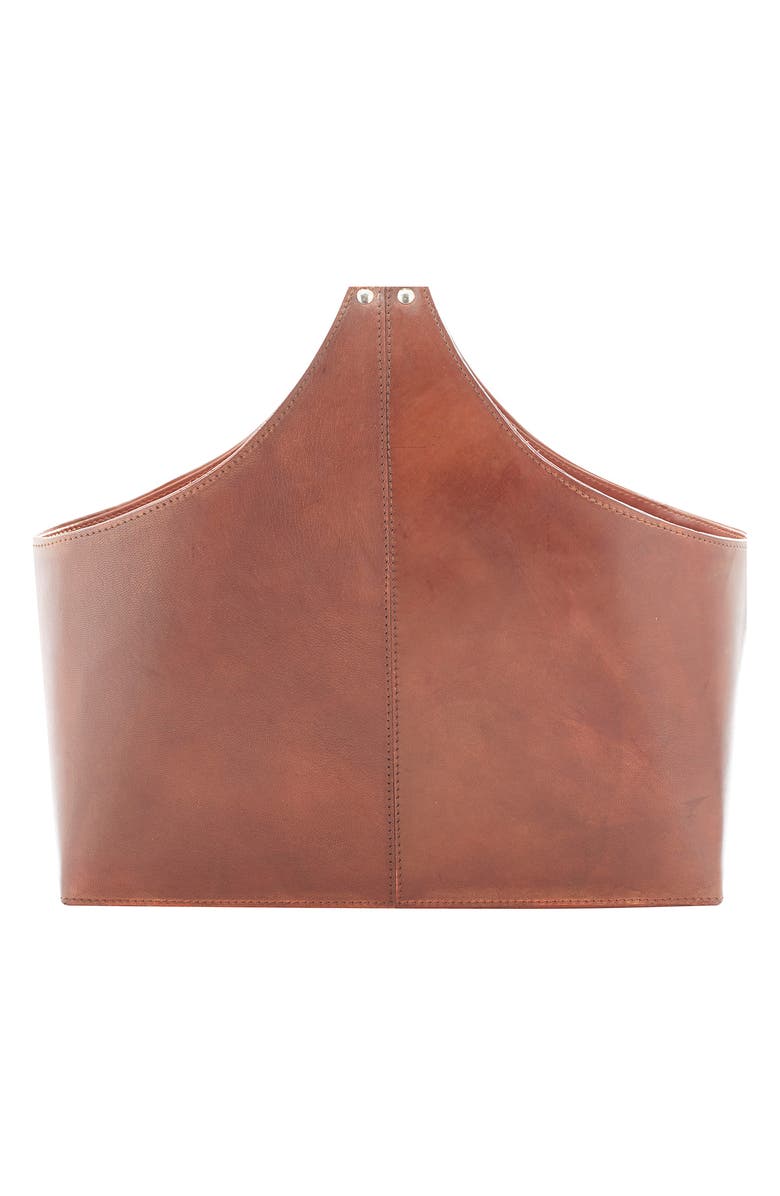 GINGER BIRCH STUDIO Brown Leather Modern Magazine Holder with Detail ...