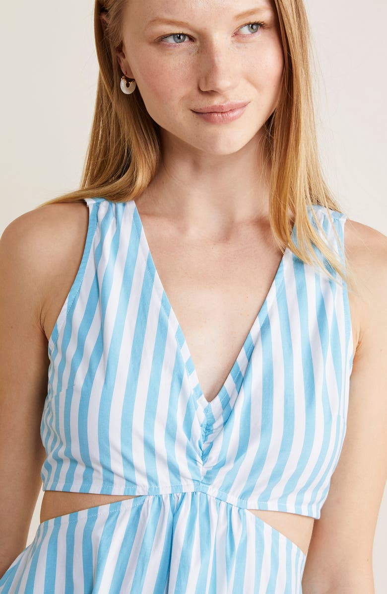 vineyard vines Stripe Cutout Cotton Blend Midi Dress | Nordstrom