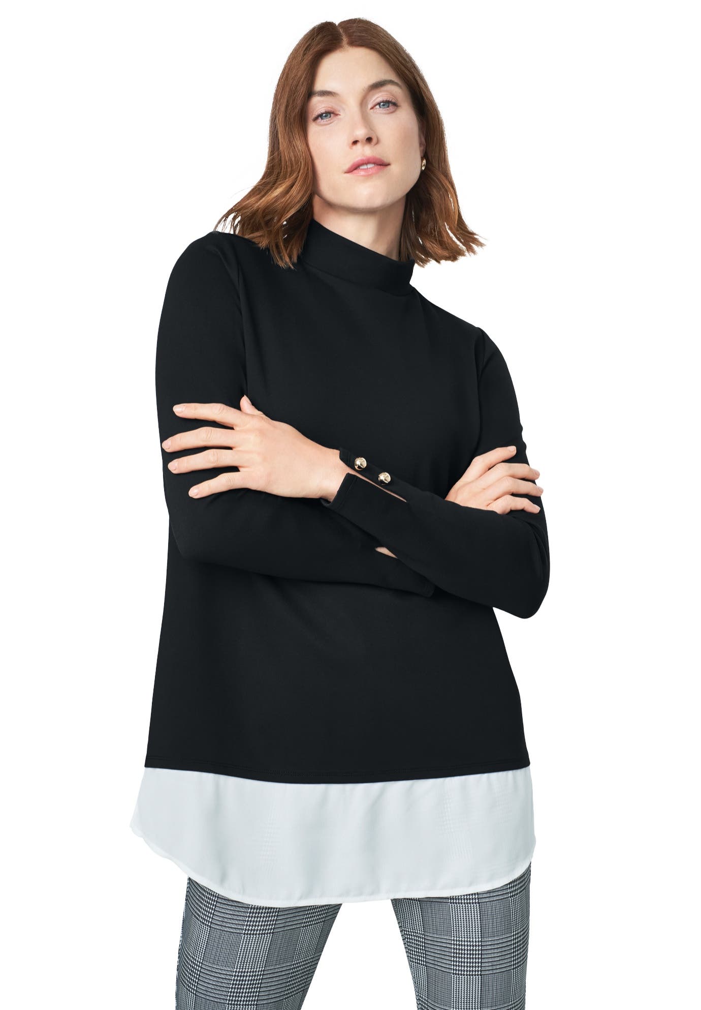 Jessica London Mixed Media Ponte Top | Nordstrom