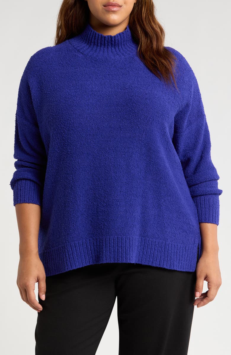 Eileen Fisher Boxy Organic Cotton Mock Neck Sweater | Nordstrom