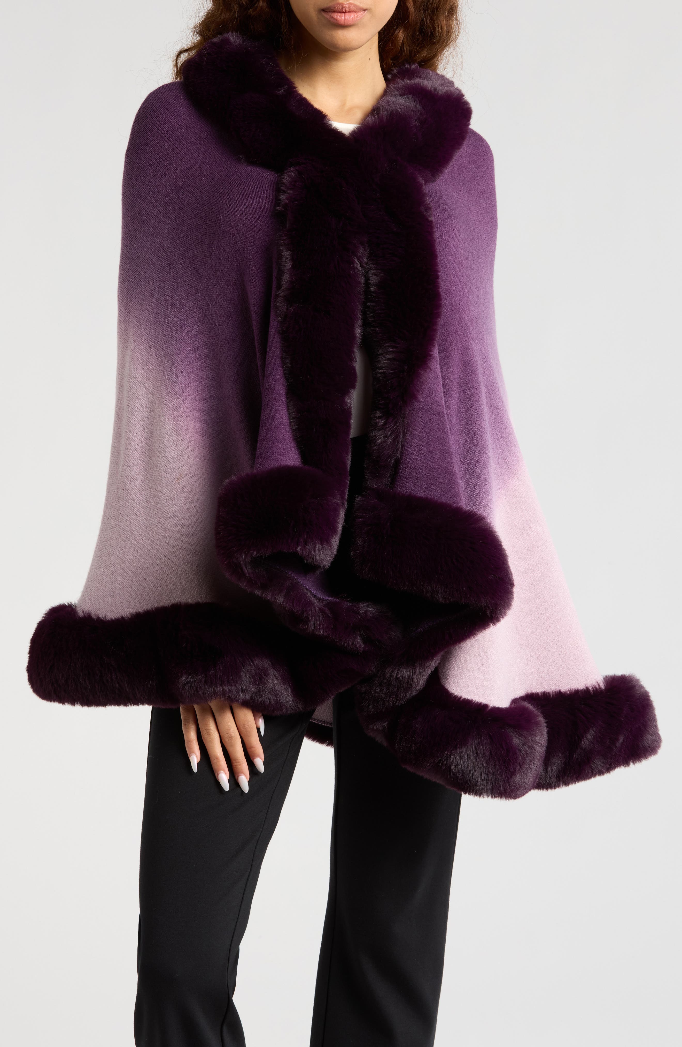 Nanette Lepore Faux Fur Trim Cape | Nordstromrack
