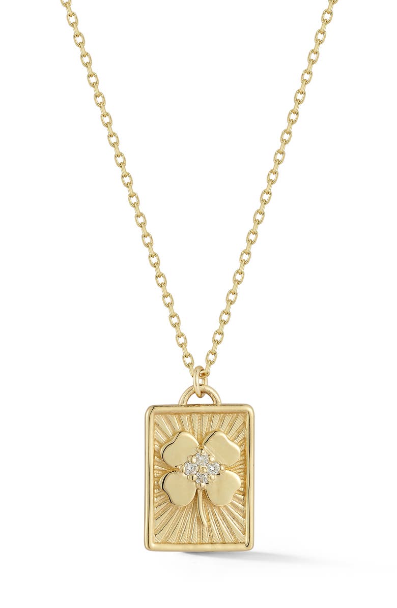 Ember Fine Jewelry Diamond Clover Tag Pendant Necklace | Nordstromrack