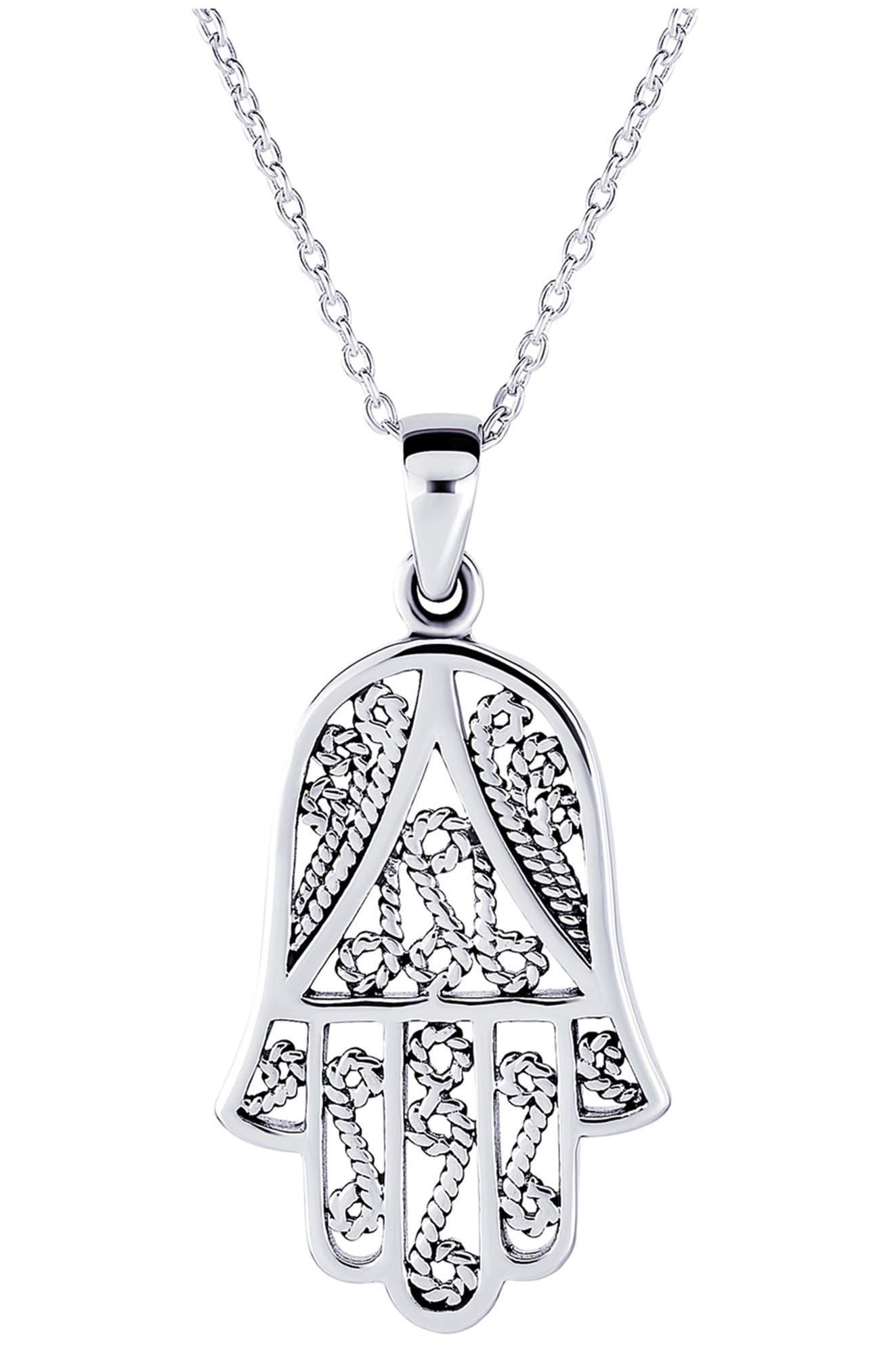 BLING JEWELRY Hamsa Hand of Fatima Filigree Pendant Necklace ...