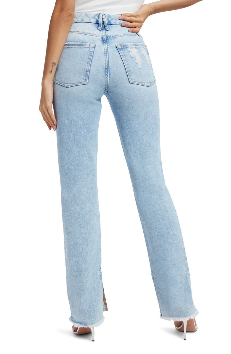 Good American Good Boy Ripped High Waist Side Slit Raw Hem Jeans ...