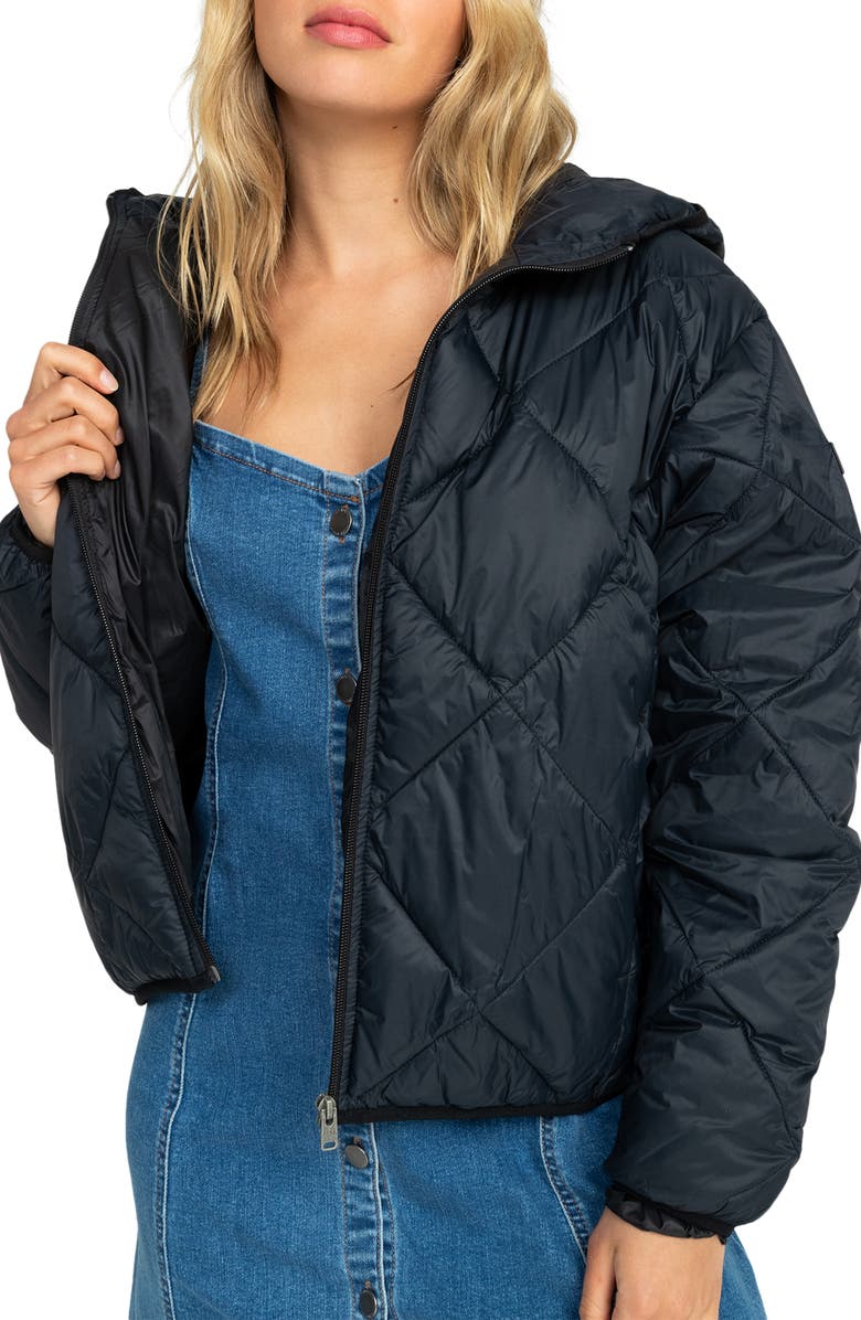 Roxy Wind Swept Quilted Zip-Up Hooded Jacket | Nordstromrack